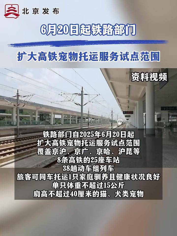 6月20日起铁路部门扩大高铁宠物托运服务试点范围#北京城市服务台