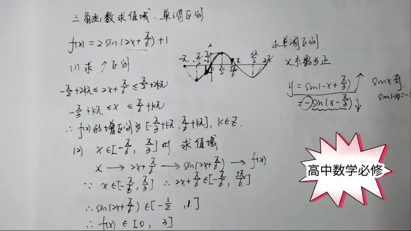 分享一个高中数学知识点--三角函数求值域、区间