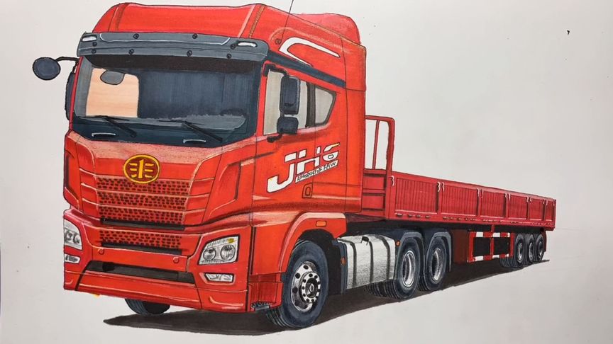 手绘解放JH6半挂牵引车,可以吧