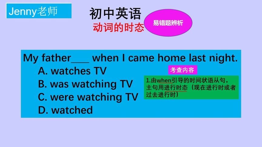 英语语法易错题辨析:when引导的从句,主句该用什么时态?先做题