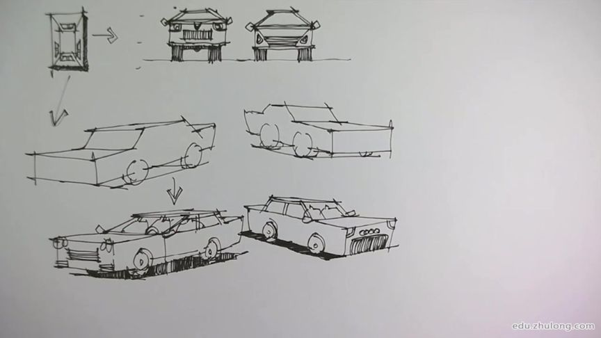 11、几分钟教你学手绘:汽车画法
