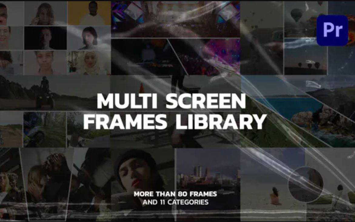 PR模板-照片视频墙多屏显示框架 Multi Frame Library for Premiere Pro(...