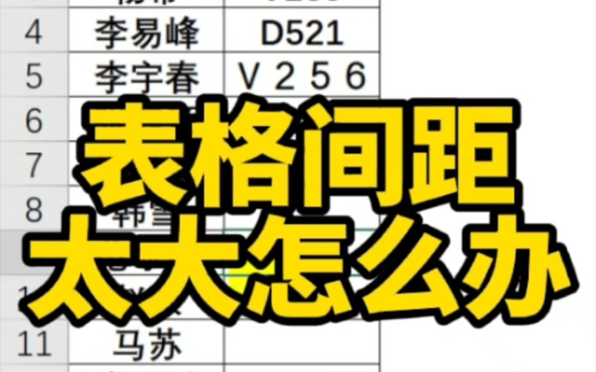 Excel表格间距太大