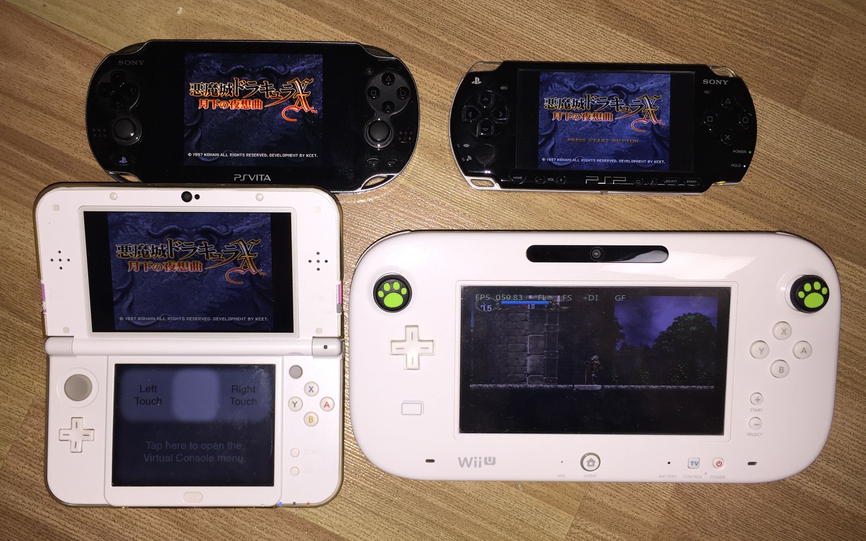 想玩恶魔城,不知道选哪台机器,选最大个的吧。psv 3ds psp wiiu