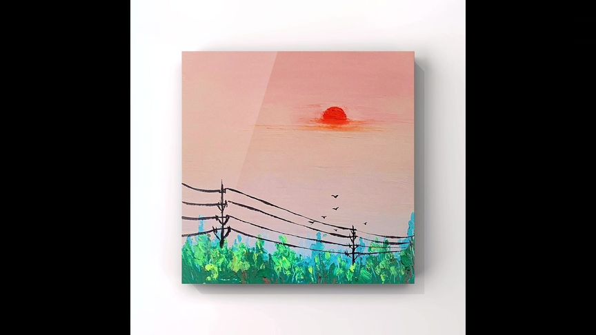 油画棒(新手篇二)夏日晚霞 绘画过程分享 温柔的晚风