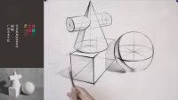 时进智慧学院 几何体结构素描_三个组合_柱锥穿插体、长方体、球体...
