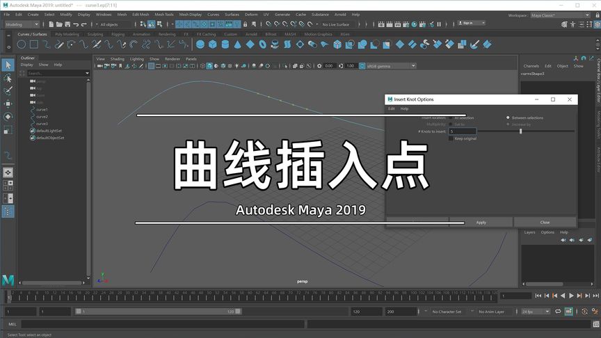 MAYA基础教程:如何使用插入结命令在曲线上插入编辑点?