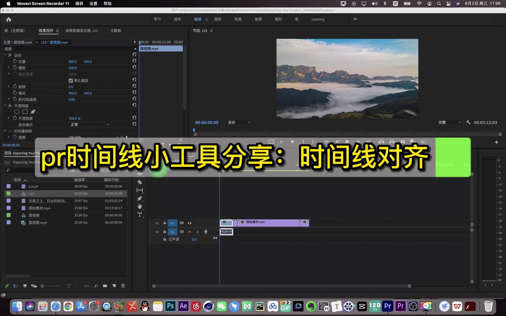 pr时间线小工具分享:时间线对齐