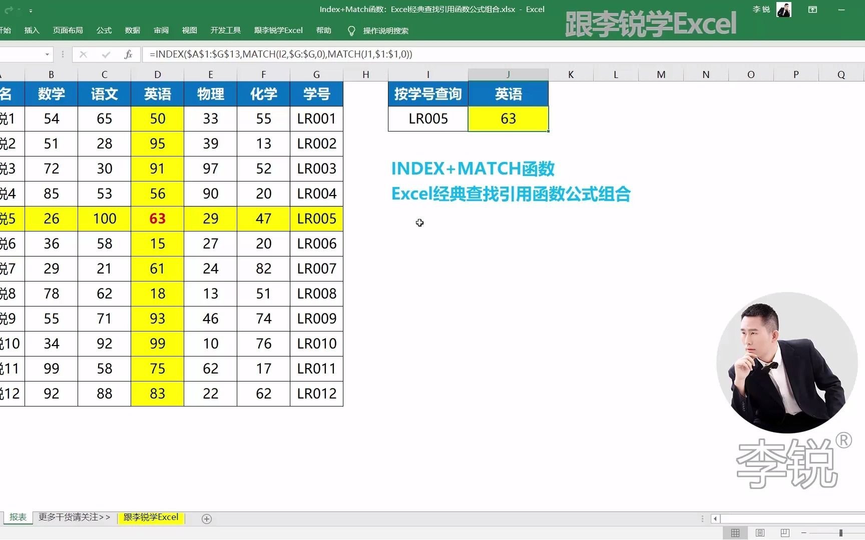 Index+Match函数:Excel经典查找引用函数公式组合