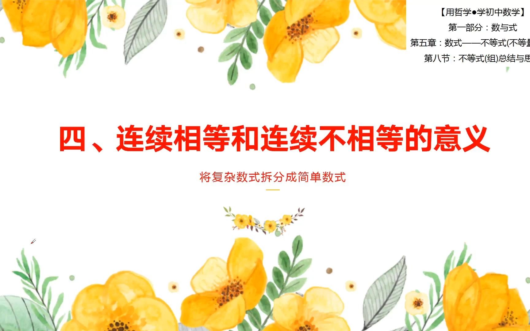 【哲学初中数学】1-5-8数与式:不等式:不等式总结与思考(4)