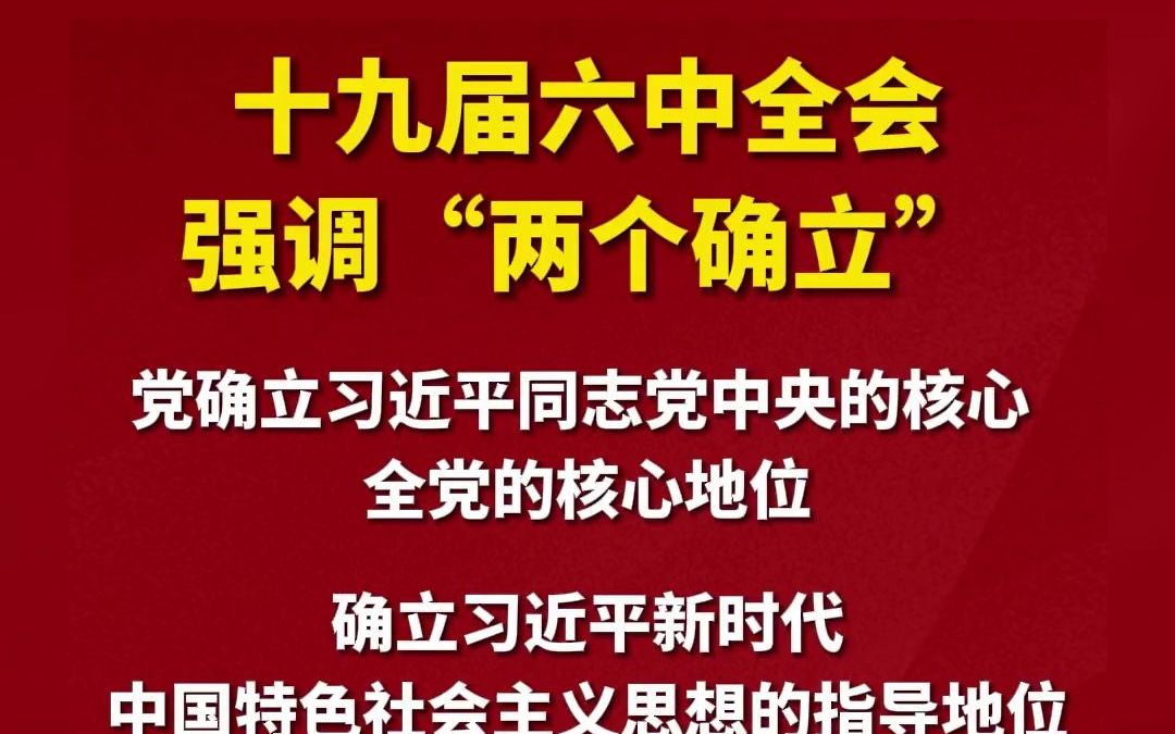 十九届六中全会强调“两个确立”