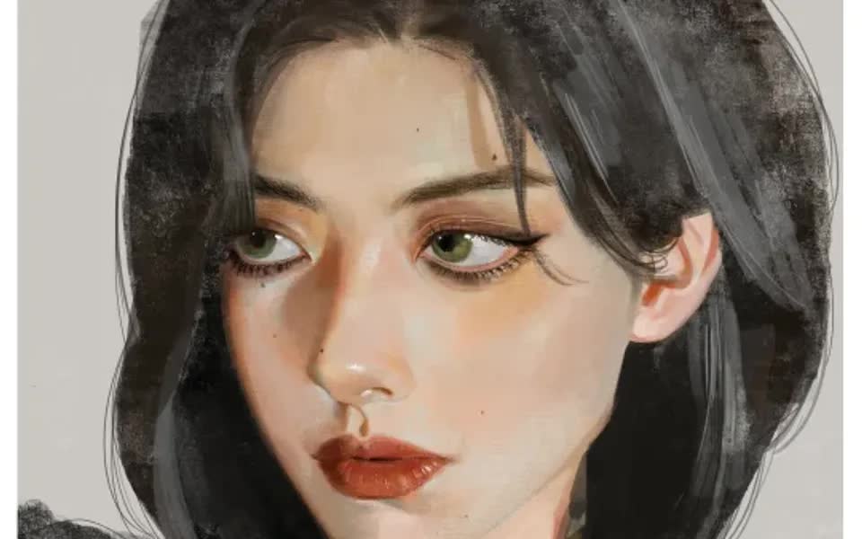 【PS厚涂教程】高冷美女上色教程-铺色篇