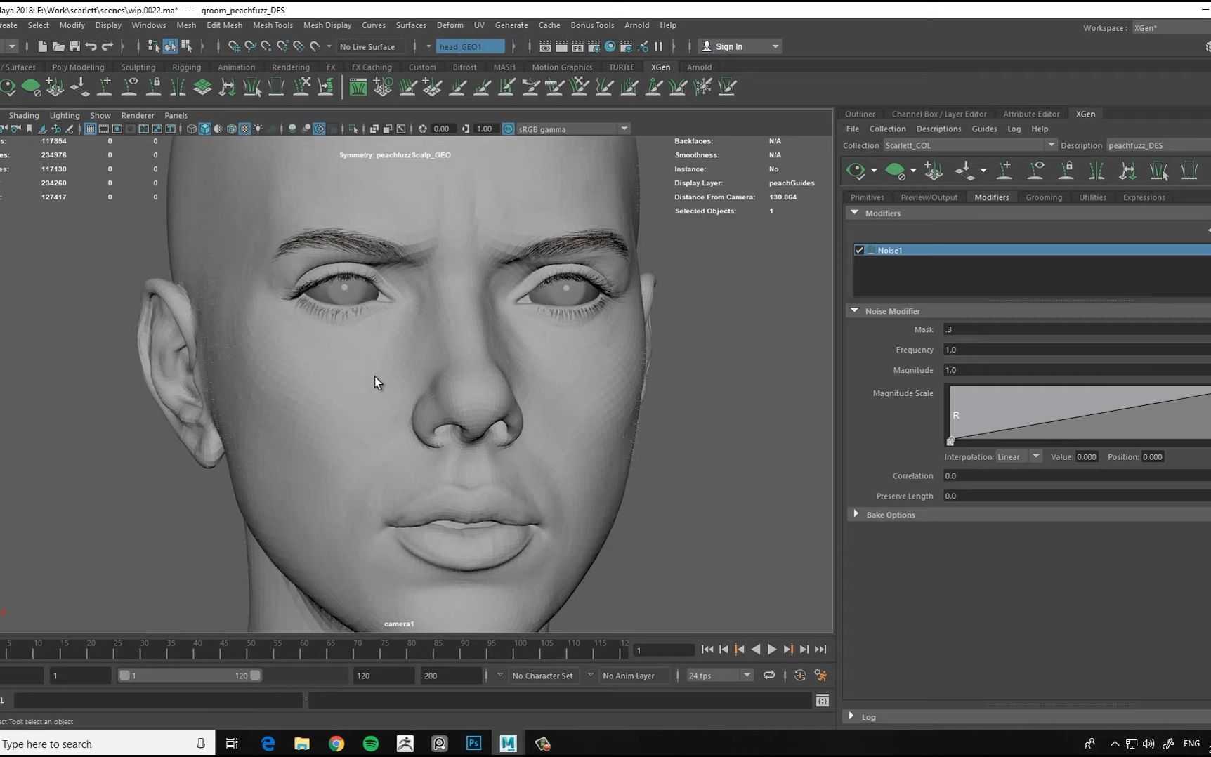 Maya 2020制作黑寡妇(眉毛,睫毛,绒毛)