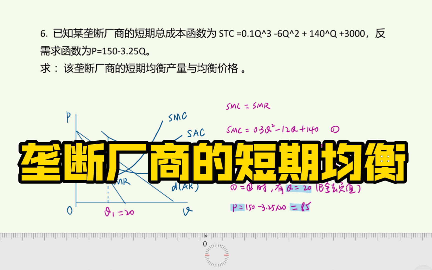 ...函数为STC=0.1Q^3 -6Q^2 + 140^Q +3000,反需求函数.求:均衡价格