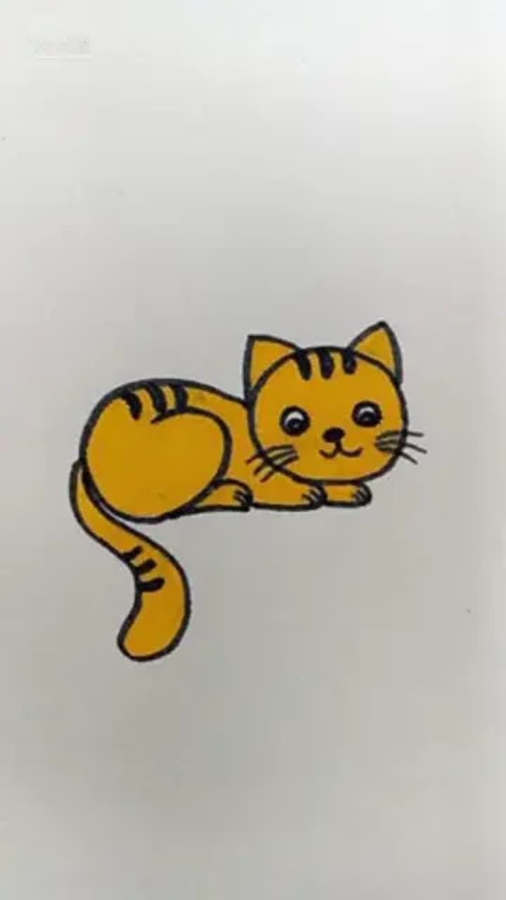 用数字2和0画小猫,简单好看又有趣,快一起画吧