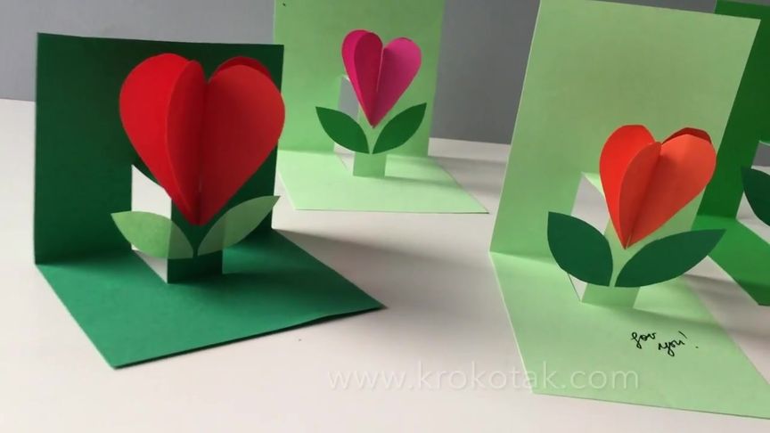 幼儿园新年手工视频教程:立体爱心贺卡初级版,合适小班的孩子