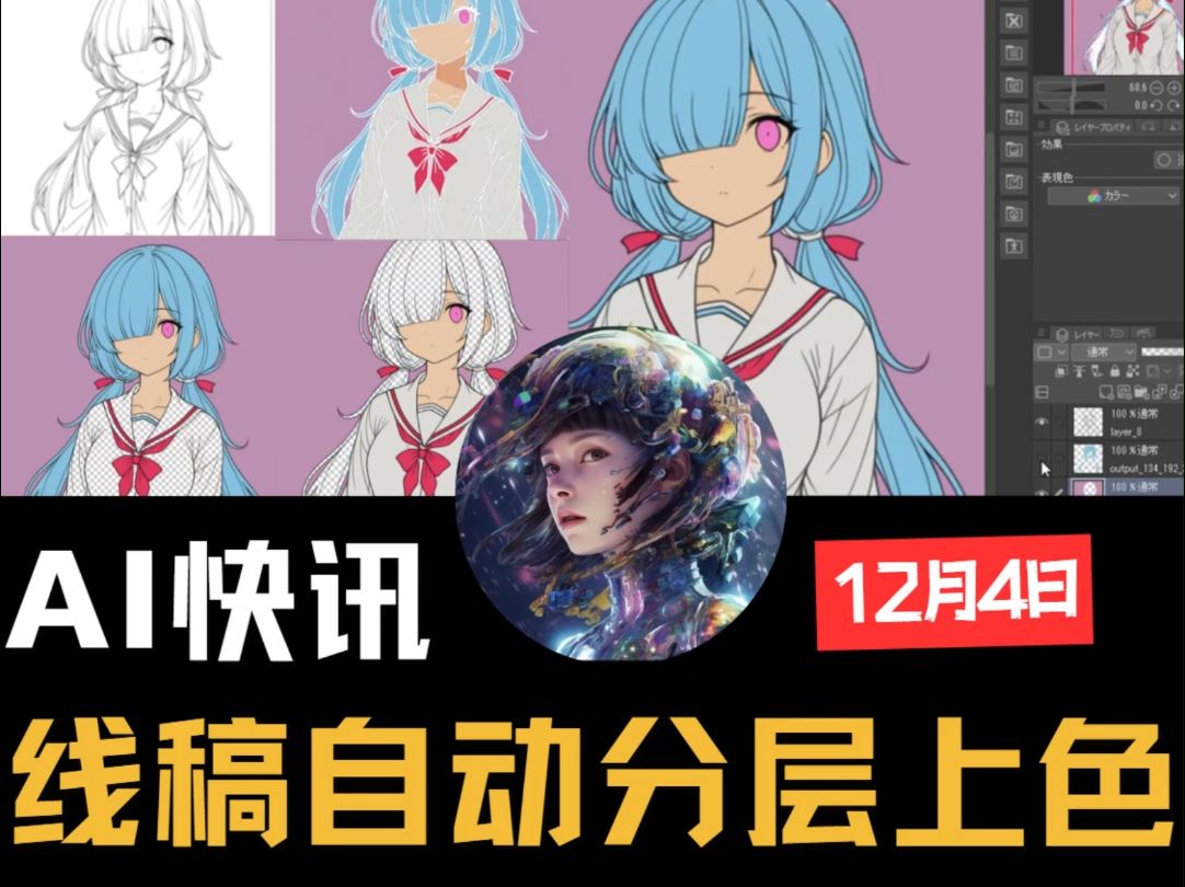 12月4日AI圈新AI工具|线稿AI自动分层上色!文生MIDI AI音乐!ComfyUI ...