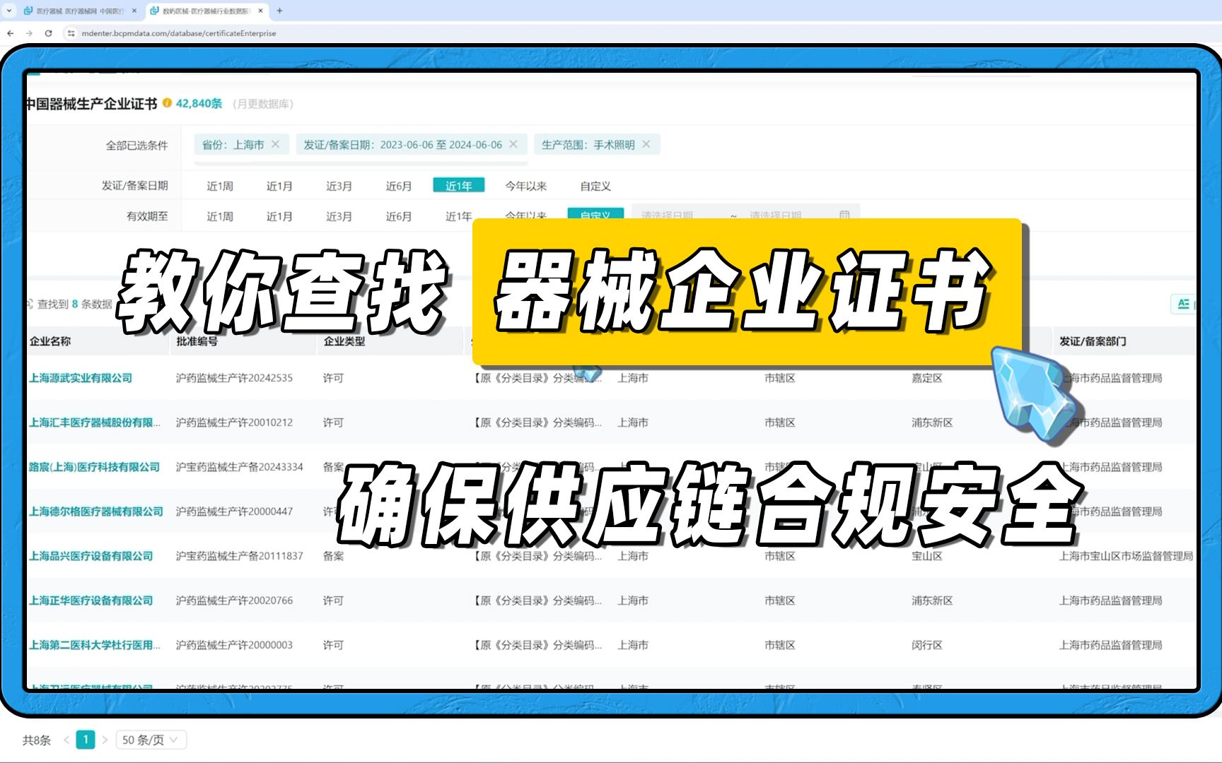 【医疗器械查询】怎么医疗器械生产企业证书,全国4万+器械备案企业...