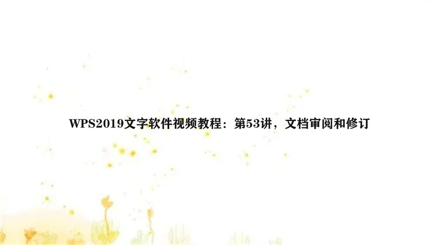 WPS2019文字软件视频教程:第53讲,文档审阅和修订