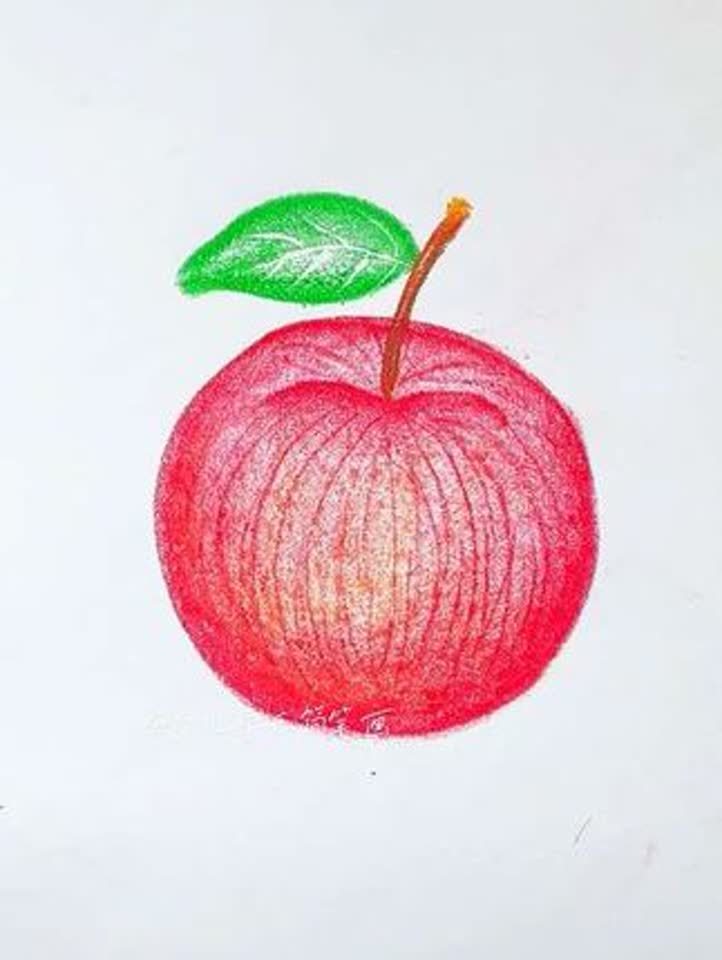 今天简单画个红苹果!保证你学的会! #简笔画 #儿童画 #红苹果 #一起学...