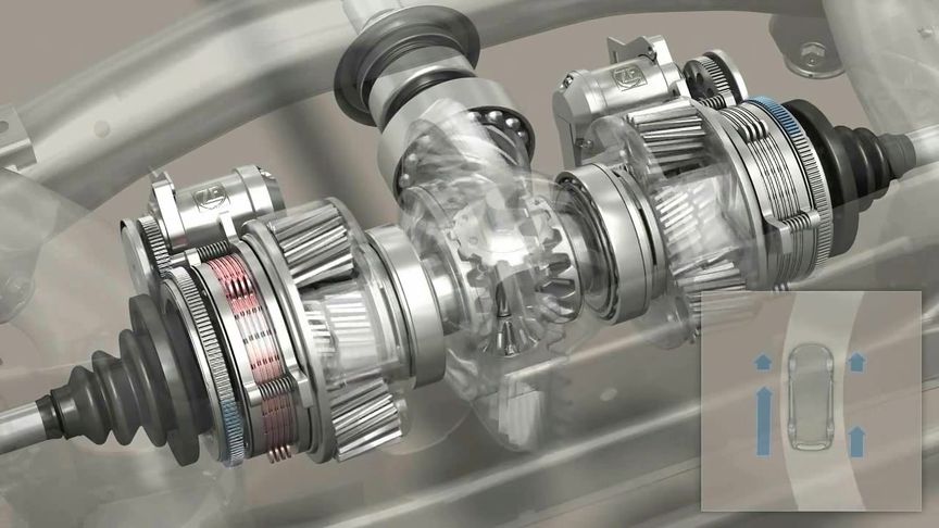 四驱车后桥差速器工作动画