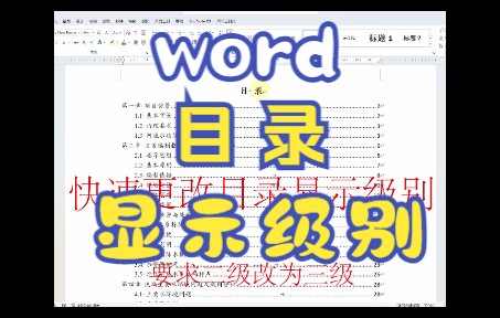word快速更改目录显示级别
