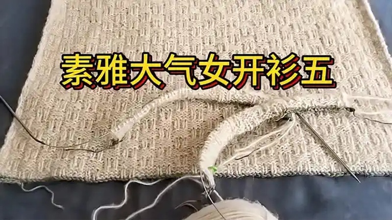 素雅大气女开衫毛衣编织教程五,前没排花方法
