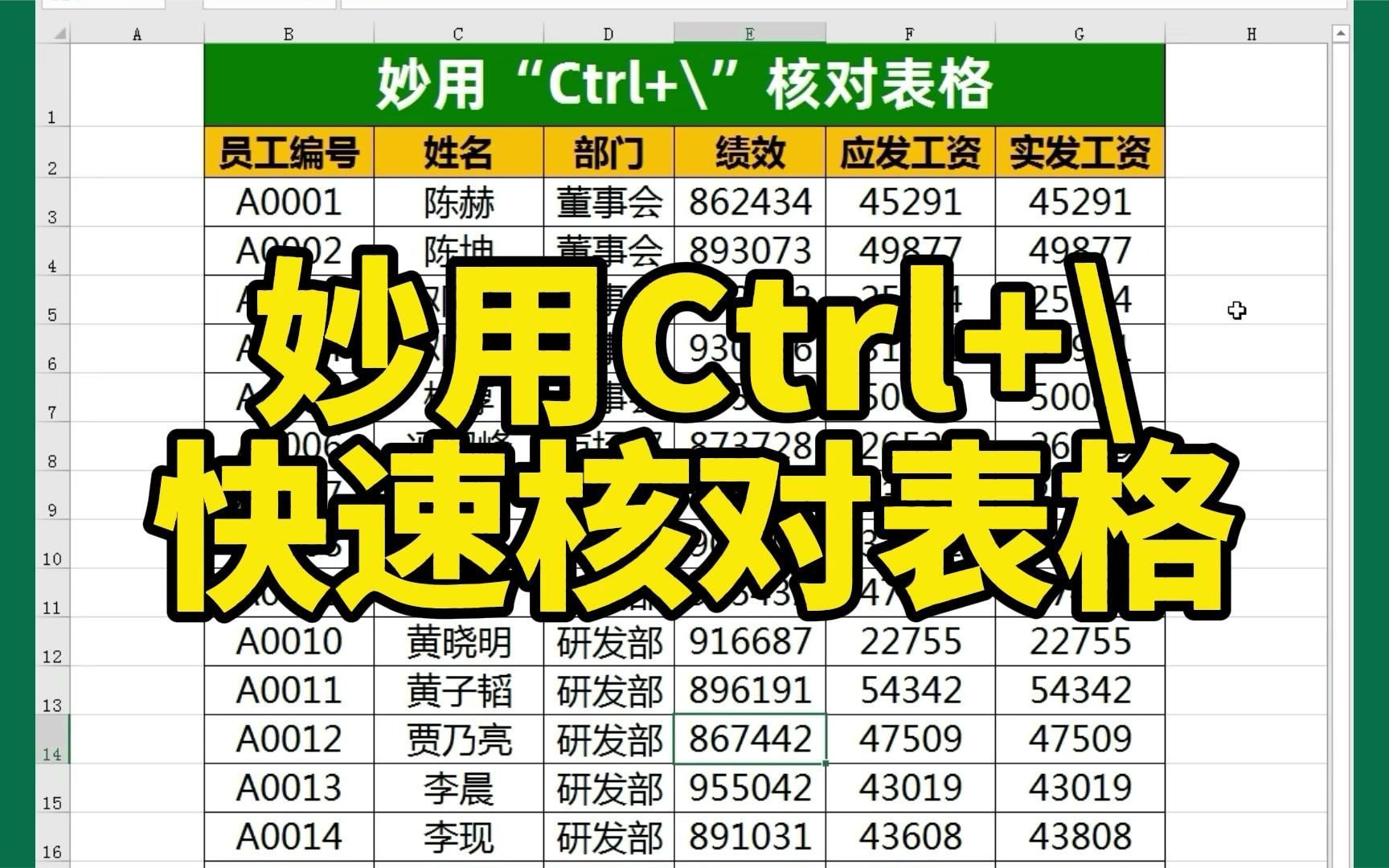 妙用Ctrl加斜杆快捷键,快速核对Excel表格中的数字和文字