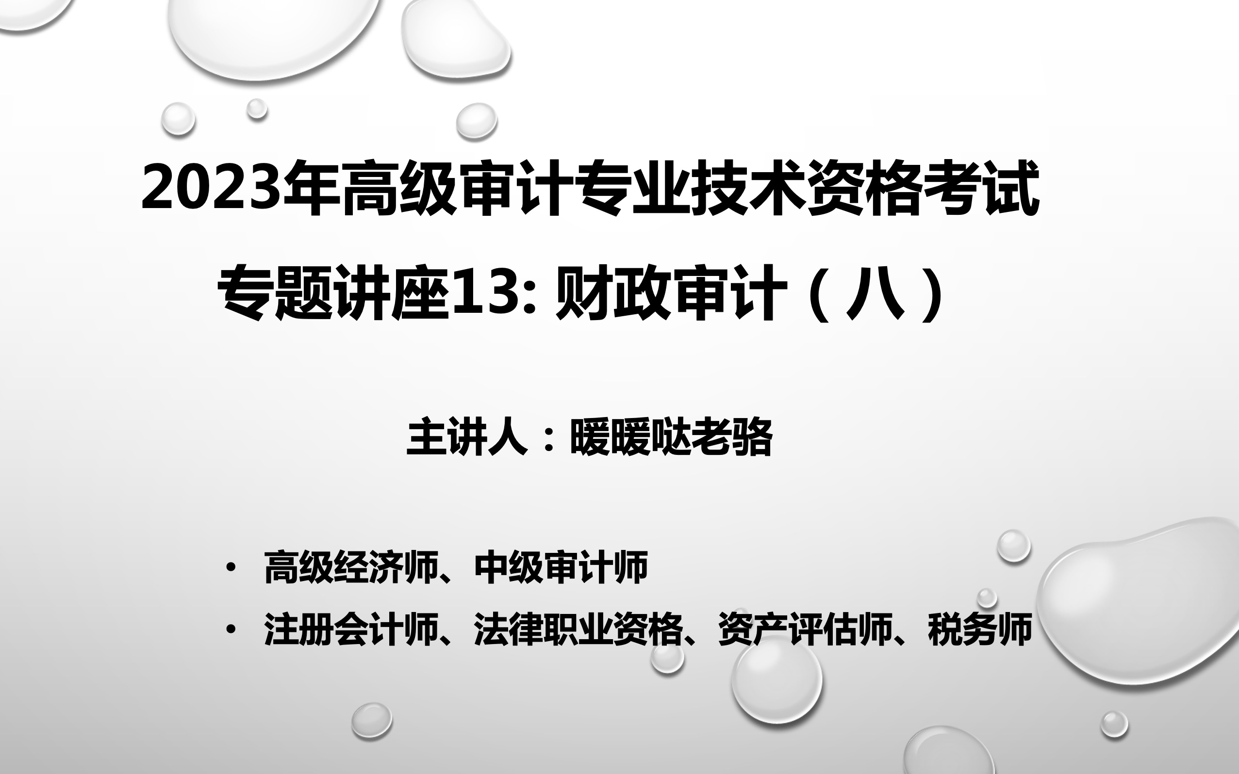 2023年高级审计师奋战计划第100期:《高级审计实务》专题讲座13—...