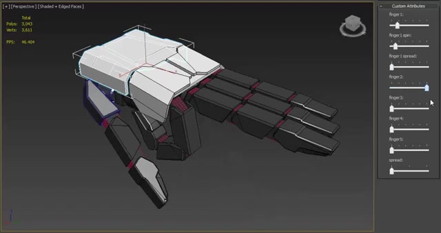 【3D高达】3ds max 控制高达手指 骨骼