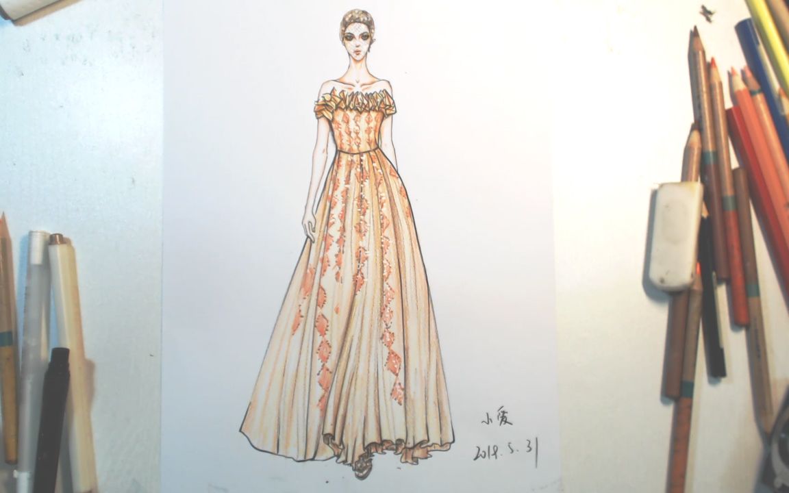 3分钟手绘效果图,忽如灰姑娘到公主,完美蜕变的过程!