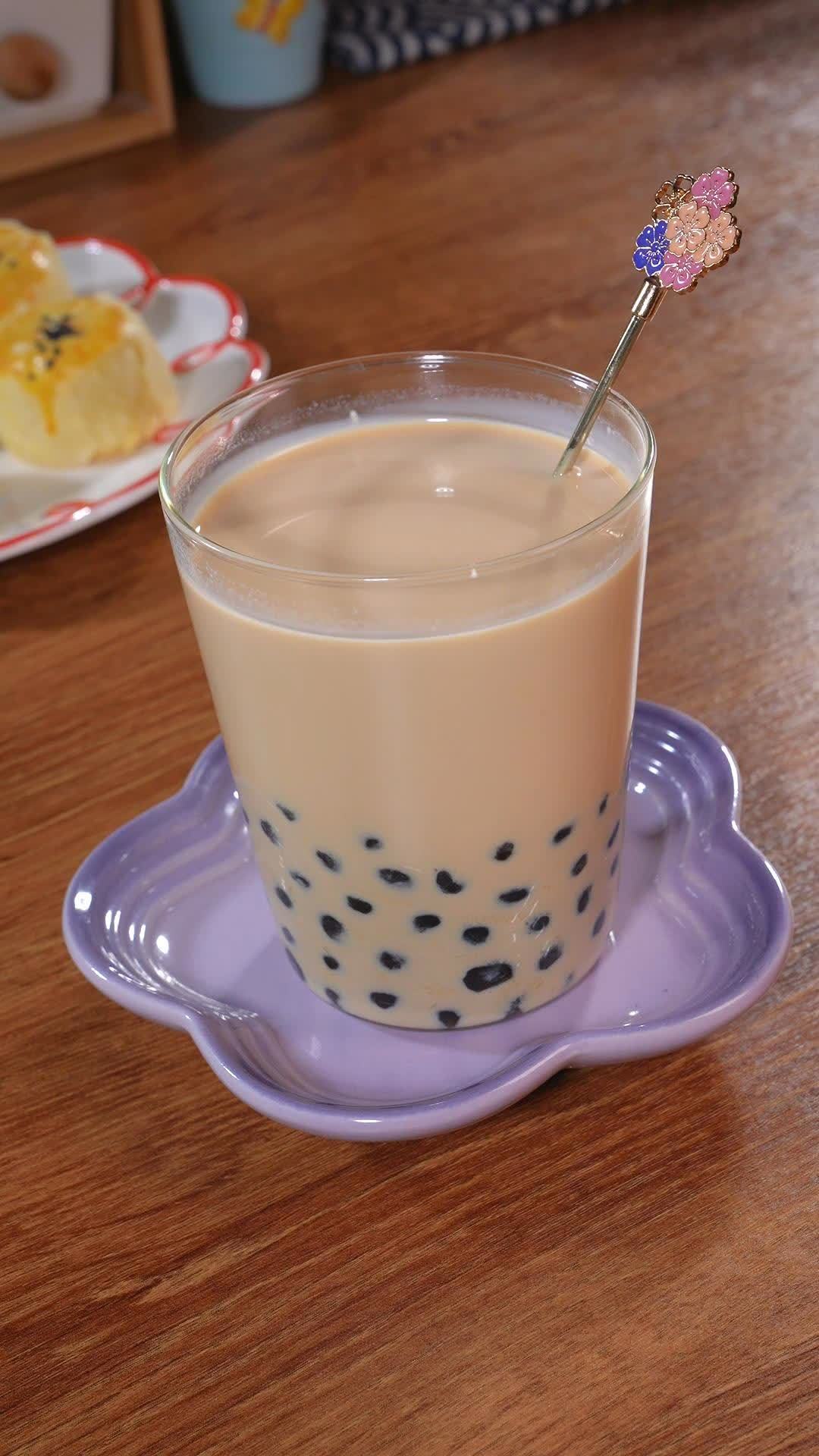 超简单的珍珠奶茶做法,学会再也不用点外卖啦