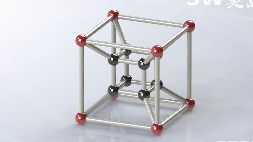 SolidWorks教程3D草绘三步完成的分子晶体结构模型图步骤