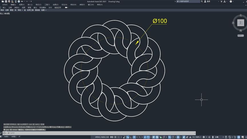 CAD练习图此题属于阵列图形,这图如果没有技巧修剪特别麻烦