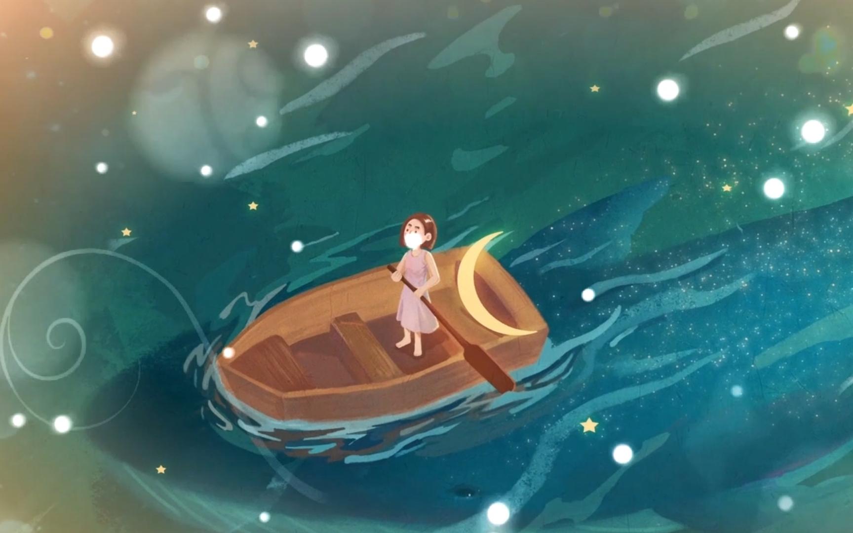 让我们荡起双桨 儿童歌曲童声合唱伴奏mp3舞蹈背景视频素材