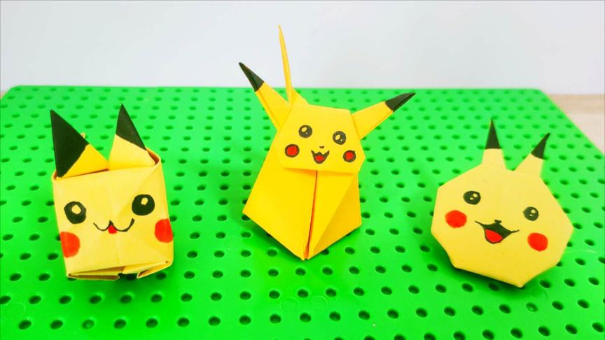 儿童手工折纸大全【皮卡丘】 小精灵皮卡丘放电了,真的萌化了!