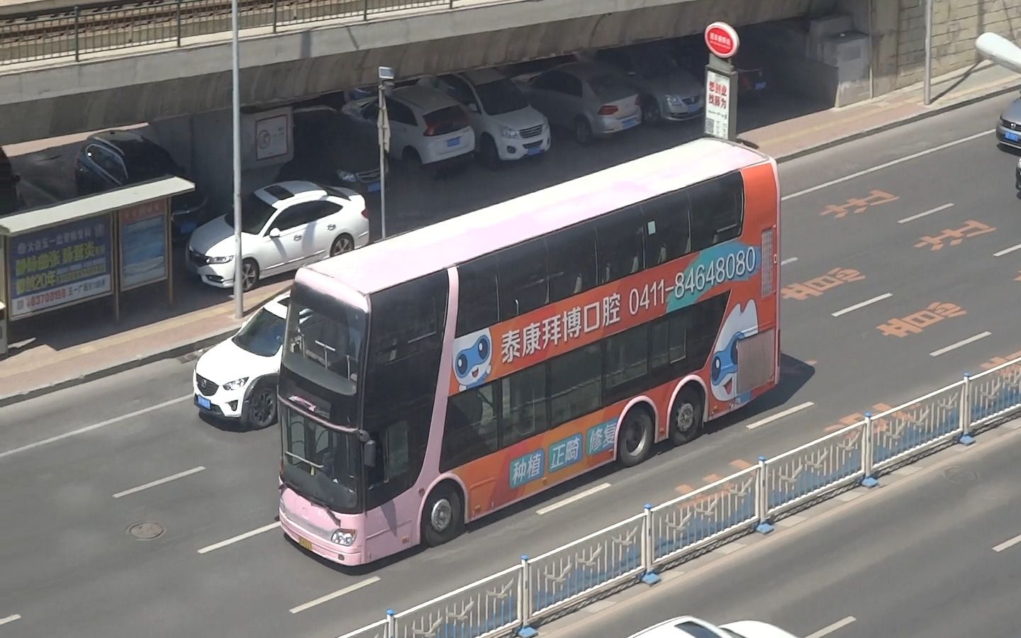 大连16路安凯大游轮双层巴士2373车高机位拍摄视频