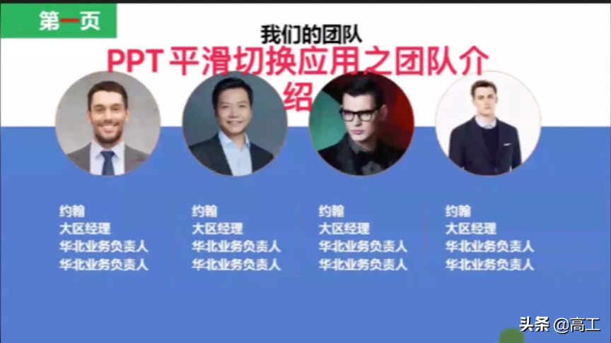 PPT平滑切换效果之应用团队介绍,帅气又高大上,商务必备