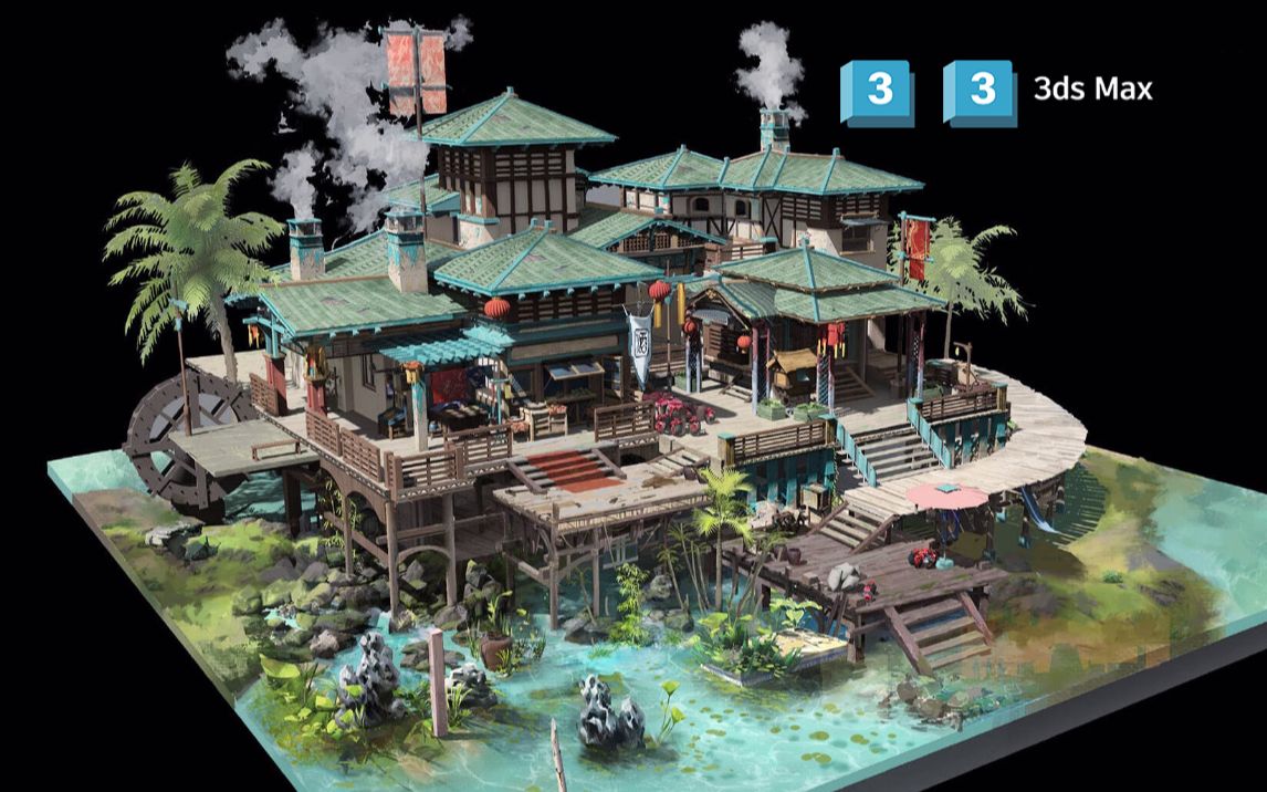 【3Dmax场景建模】从拉box开始到模型渲染,零基础建模案例讲解,学过...