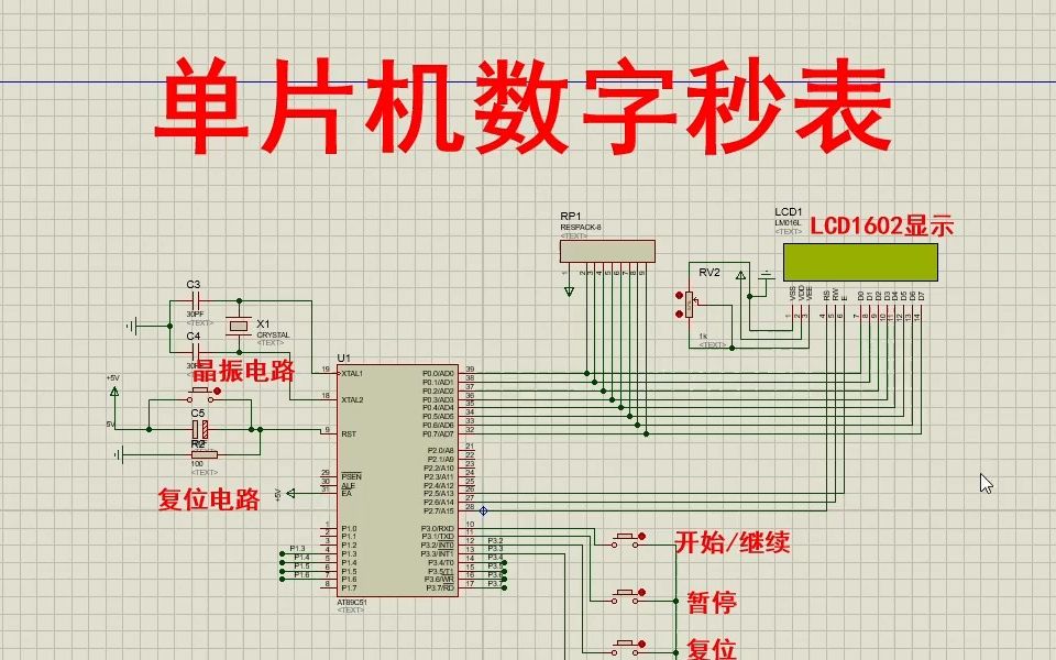 【完整版.zip】单片机数字秒表电子计时系统【proteus仿真+程序+说明...