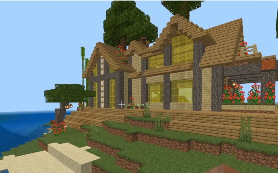MC 建筑教程 玫瑰别墅_我的世界