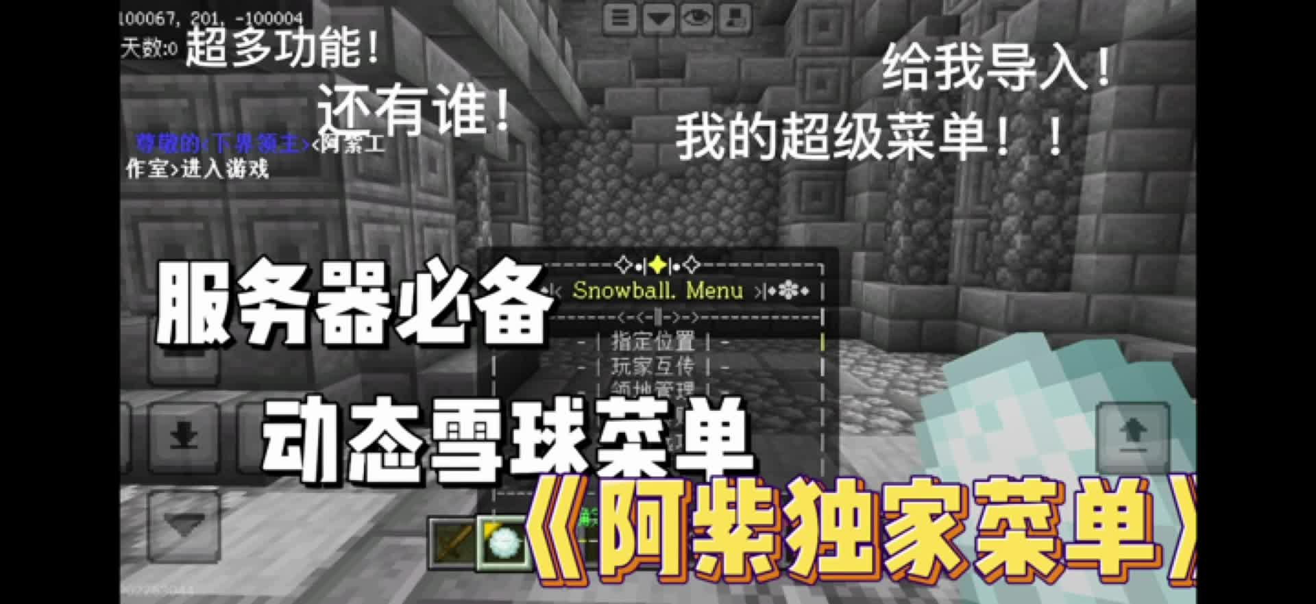 我的世界超级无敌帅气的动态雪球菜单 可以导入到您的服务器#我的...