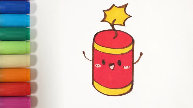 儿歌多多儿童简笔画鞭炮 春节到 宝贝来学画可爱的卡通烟花