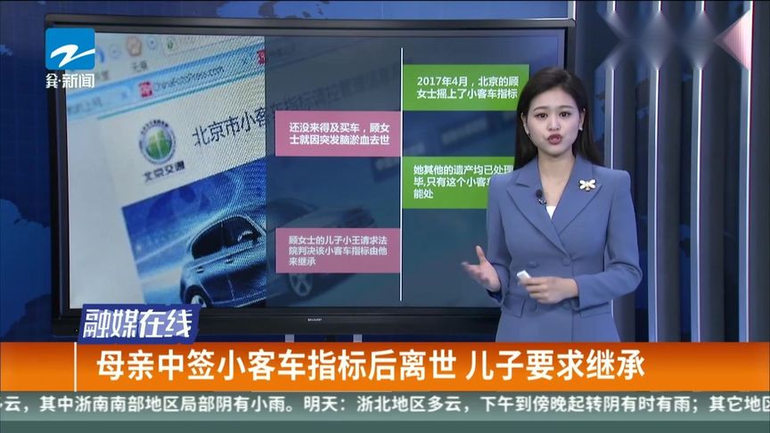 母亲中签小客车指标后离世 儿子要求继承