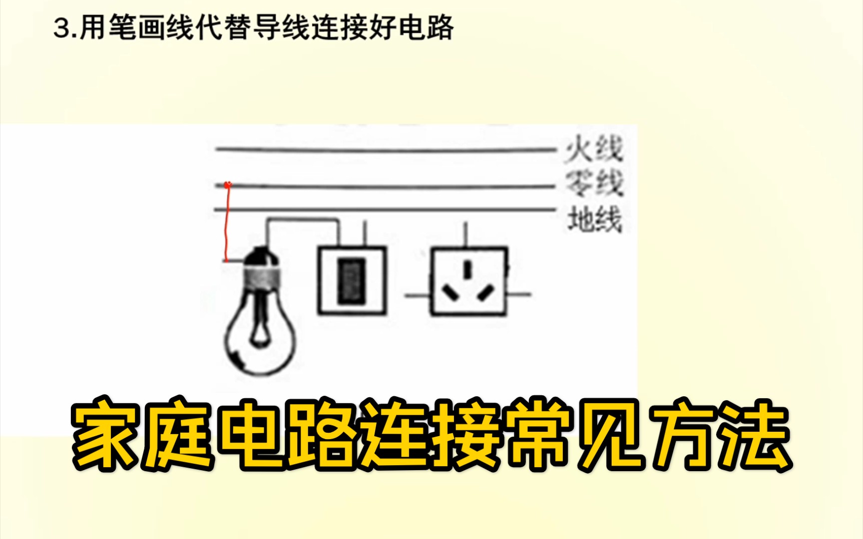 [物理]家庭电路灯泡ߒ�开关三孔插座连接方法,期末必考