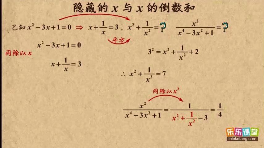 【分式与分式方程】 21 隐藏的 X 与 X 的倒数和