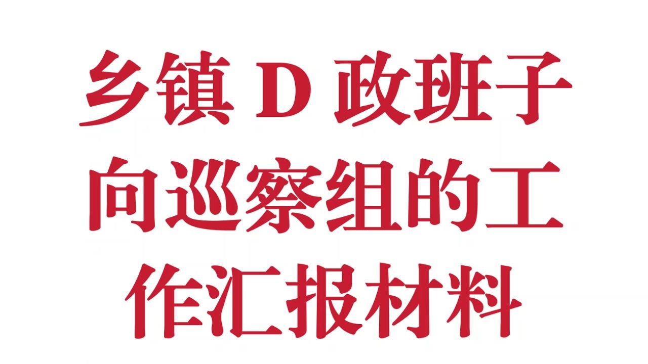 乡镇党政班子向巡察组的工作汇报材料 范文