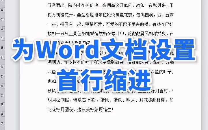 【Word技巧】今天教你在word中利用段落格式设置首行缩进