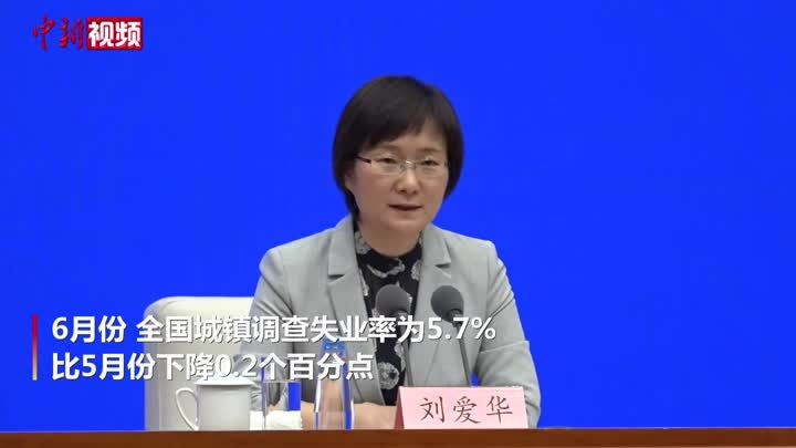 国家统计局:6月全国城镇调查失业率为5.7% 略有下降