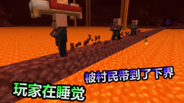 MC我的世界:玩家正在睡觉,被村民直接带到了下界,这是要干啥?